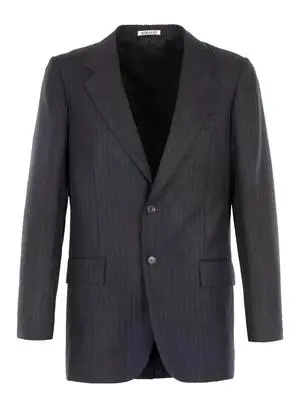 Auralee Striped Two-button Jacket Grey