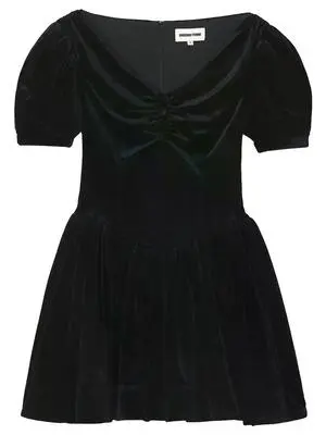SHUSHU/TONG Button Puff-sleeve Mini Dress - Black