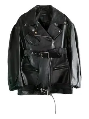 Simone Rocha Belted Leather Jacket - Black