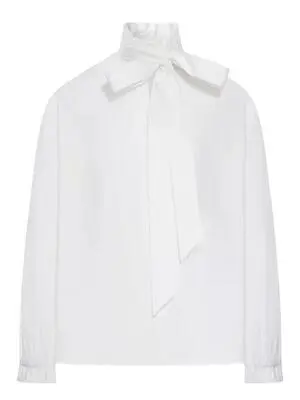 La DoubleJ Tie-neck Cotton Blouse - White