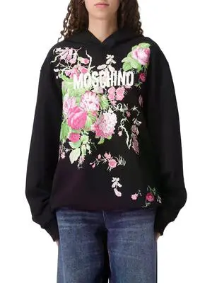 Moschino Floral-print Hoodie - Black