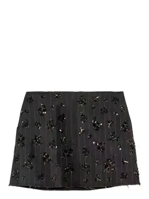 Simkhai Striped Embellished Mini Skirt - Grey