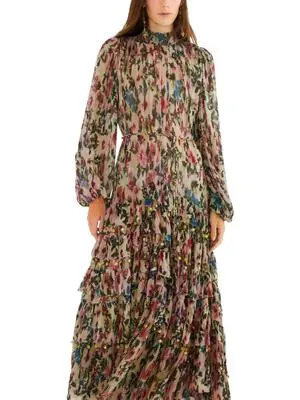 Farm Rio Floral Ruffled Maxi Dress - Pink