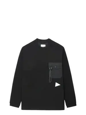 AND WANDER Crew-neck Sweatshirt - Black