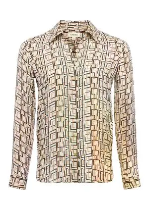 L'Agence Nina Geometric-print Shirt - Neutrals
