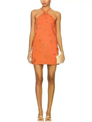Alexis Milaa Floral-Detail Mini Dress Orange