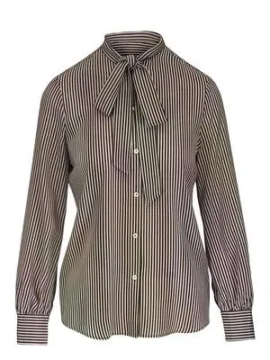 NILI LOTAN Irina Striped Blouse - Brown