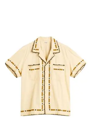 BODE Beaded Ryegrass Short Sleeve Shirt - Neutrals
