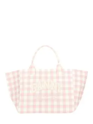 GANNI Vicky Check Xxl Tote Bag - Pink