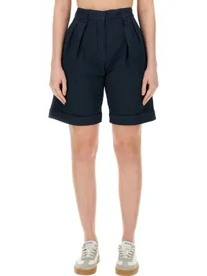 Aspesi Cotton-linen Blend Shorts - Blue