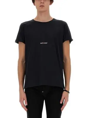 Saint Laurent Logo Print T-shirt - Black