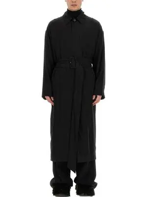 Balenciaga Belted Trench Coat - Black