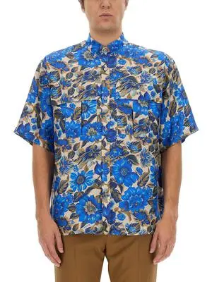 Moschino Blue Flowers Allover Print Shirt - Multicolour
