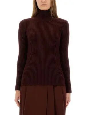 Max Mara Ribbed Turtleneck Sweater - Bordeaux