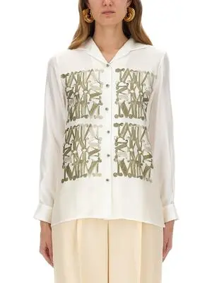 Max Mara Printed Button-up Shirt - Green