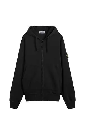 Stone Island Organic Cotton Fleece Zip Hoodie - Black