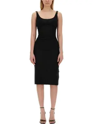 Versace Stretch Cotton Buckled Dress - Black