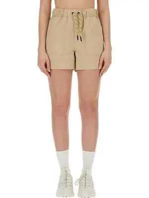 Moncler Bermuda With Logo - Beige