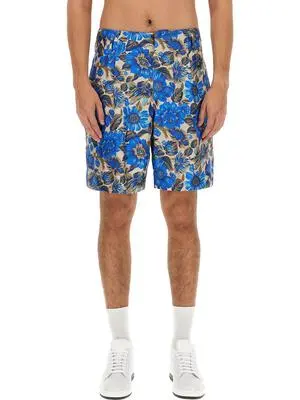 Moschino Short All Over Blue Flower - Multicolour