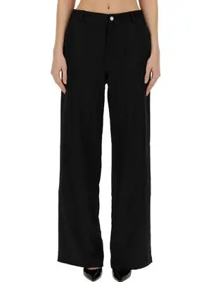 Moschino Wide-leg Viscose-blend Trousers - Black