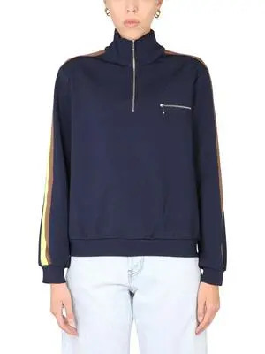 Tory Burch Sweatshirt With Zip-up Closure - Blue