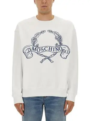 Moschino Sweatshirt With Laurel Crown Logo Embroidery - White