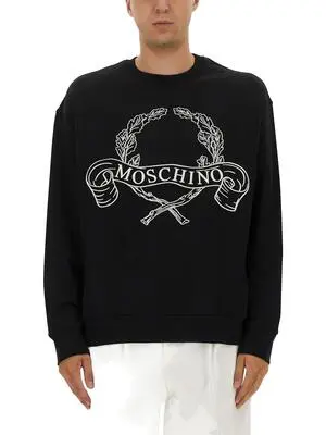 Moschino Sweatshirt With Laurel Crown Logo Embroidery - Black