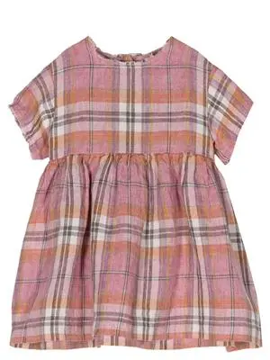 IL GUFO Short Sleeve Plaid Dress - Multicolour