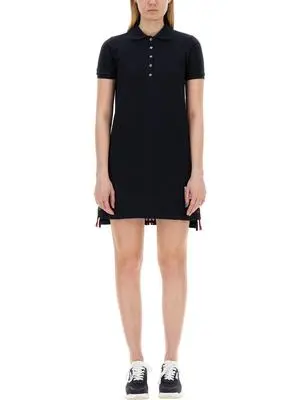 Thom Browne Cotton Pique Shirt Dress - Blue