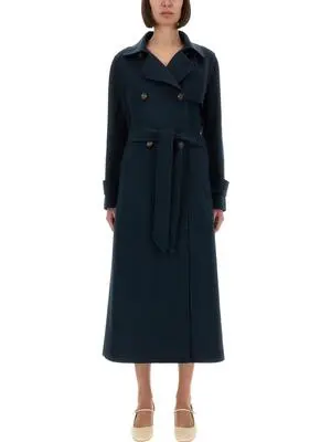 Max Mara Double-breasted Coat - Blue