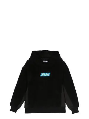 MSGM Teddy Bear And Nylon Hoodie - Black