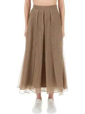 Brunello Cucinelli Paneled Circle Skirt - Beige