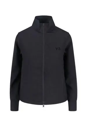 Y3 Logo Zip Sweatshirt Black