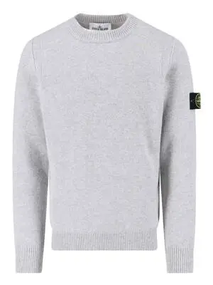Stone Island Logo Wool-Blend Sweater Gray
