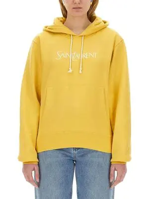 Saint Laurent Sweatshirt With Logo - Yellow