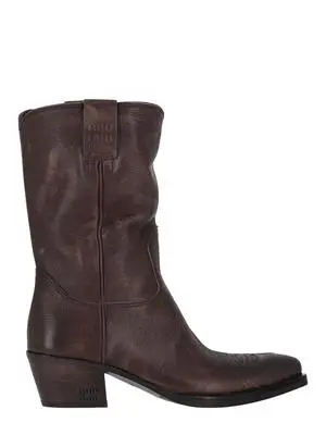 Miu Miu Logo Boots - Brown