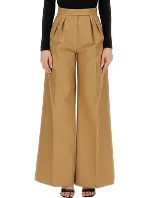 Max Mara Wide Leg Cotton Pants - Beige
