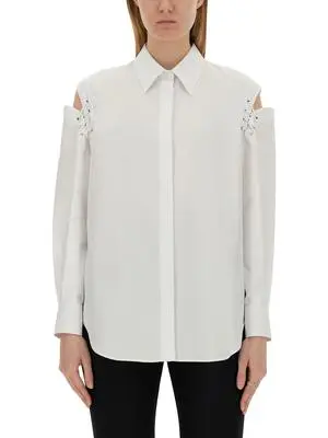 Alexander McQueen Cocoon Cut-out Cotton Shirt - White