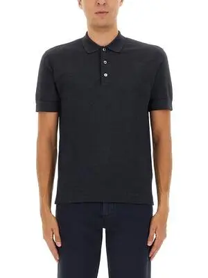 Zegna Cotton Blend Polo Shirt - Black