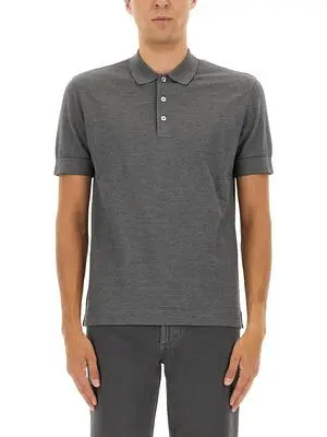 Zegna Cotton Blend Polo Shirt - Grey