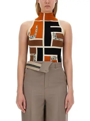 Fendi Ff Puzzle Pattern Top - Multicolour