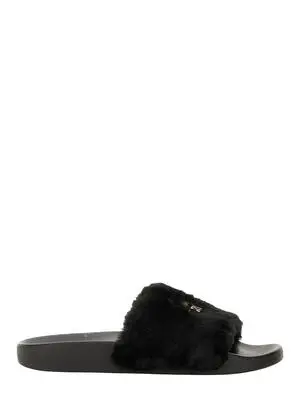 Versace Slide Sandal With Logo - Black