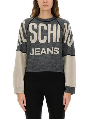 MOSCHINO JEANS Inlaid Logo Jersey - Grey