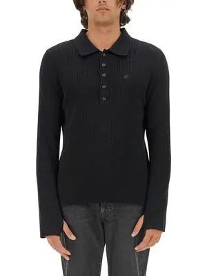 COURREGES Polo With Logo - Black