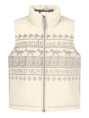 AND WANDER X Maison Kitsuné Nordic Border Vest - Beige