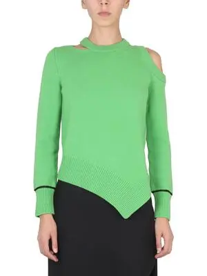Alexander McQueen Sweater With Cold Shoulder - Green