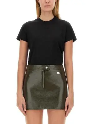 COURREGES Cotton T-shirt - Black