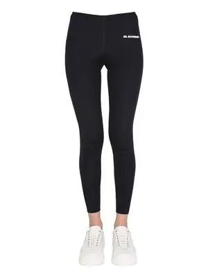 JIL SANDER Logo Print Leggings - Black