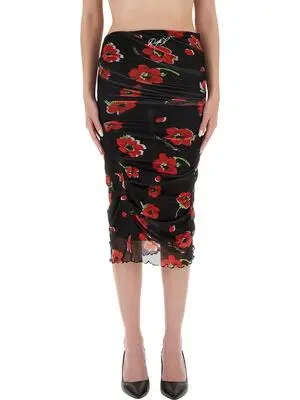 Moschino Floral Mesh Skirt - Black
