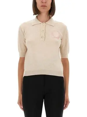 Moschino Polo Shirt With Logo - Beige